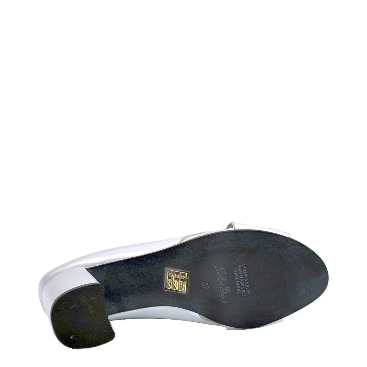 Women's EYE Cross Over Block Heel Leather Mule Sandals L 47 - Silver ...